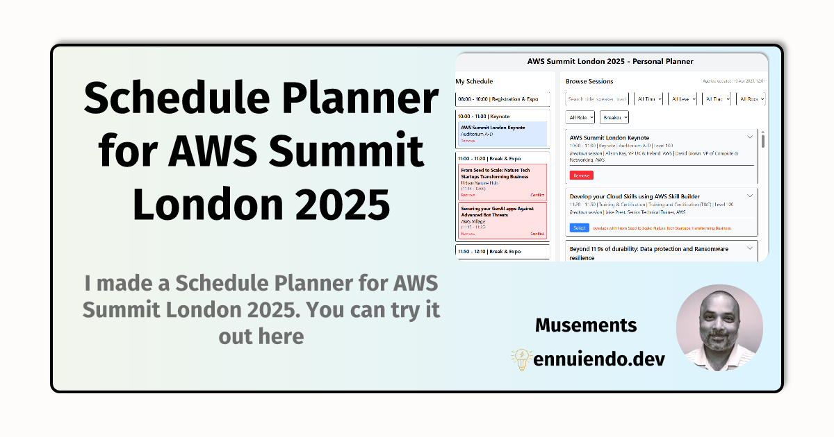 Schedule Planner for AWS Summit London 2025 | Musements